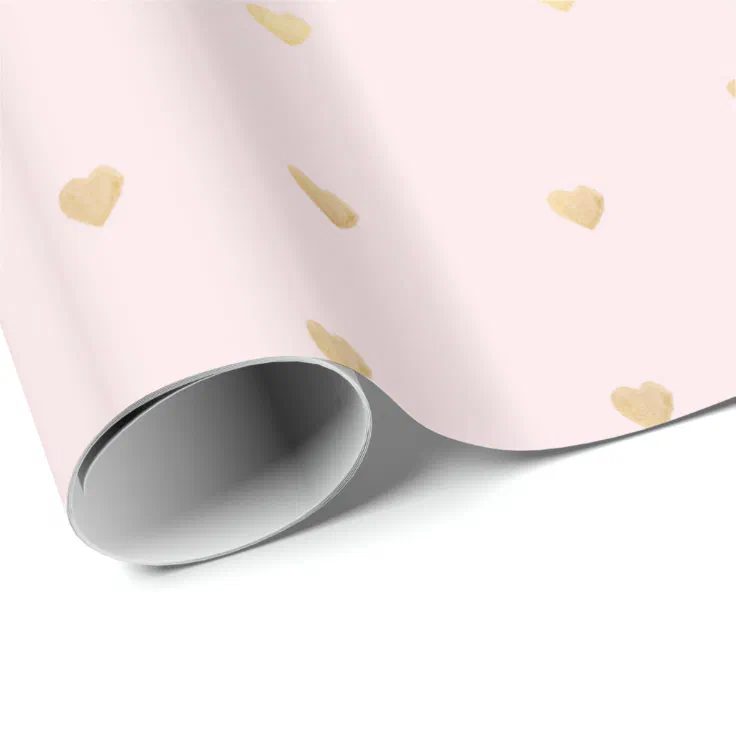 Gold Hearts Blush Pink Wrapping Paper | Zazzle