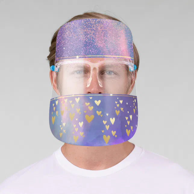 Gold Hearts,Confetti Face Shield | Zazzle