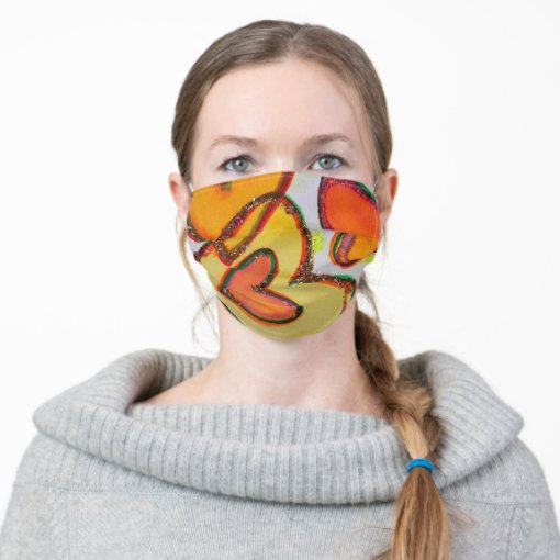 Gold Hearts Inspirational Art Custom Face Masks | Zazzle