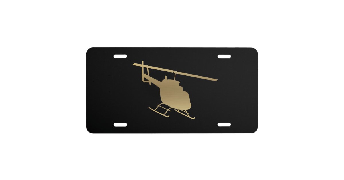 Gold Helicopter License Plate | Zazzle