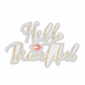 Gold Hello Beautiful Lips Sticker | Zazzle