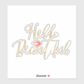 Gold Hello Beautiful Lips Sticker | Zazzle