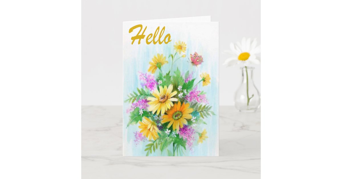Gold Hello Card | Zazzle