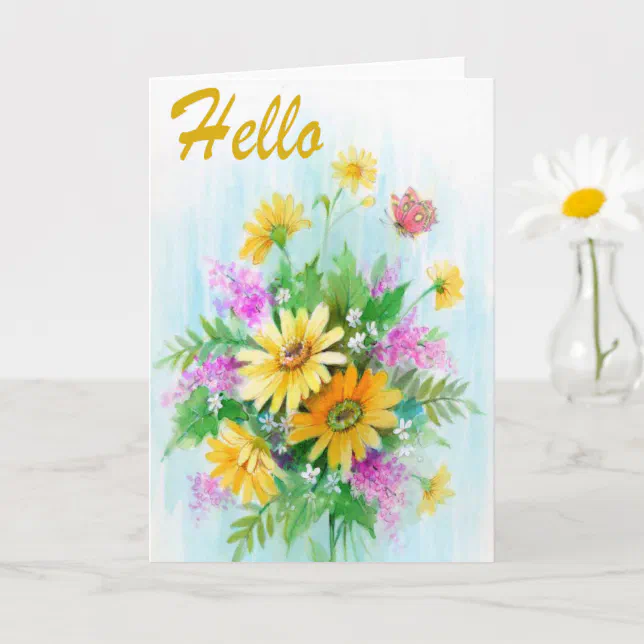 Gold Hello Card | Zazzle