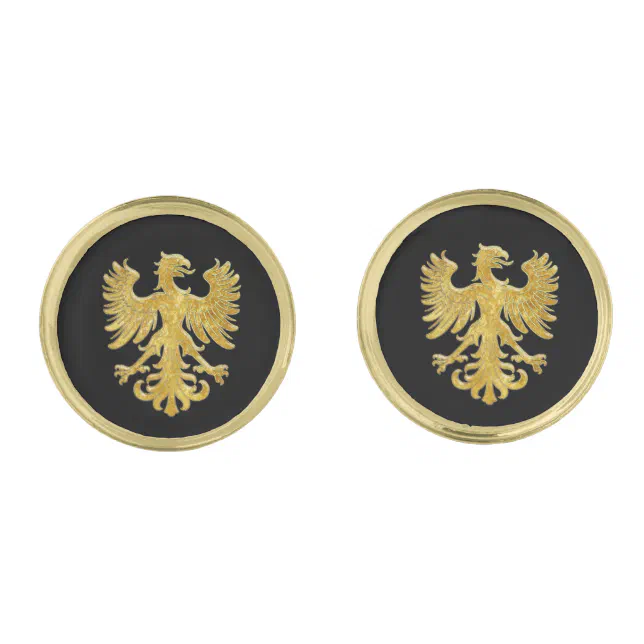 Gold Heraldic Griffin and Your Color Cufflinks | Zazzle