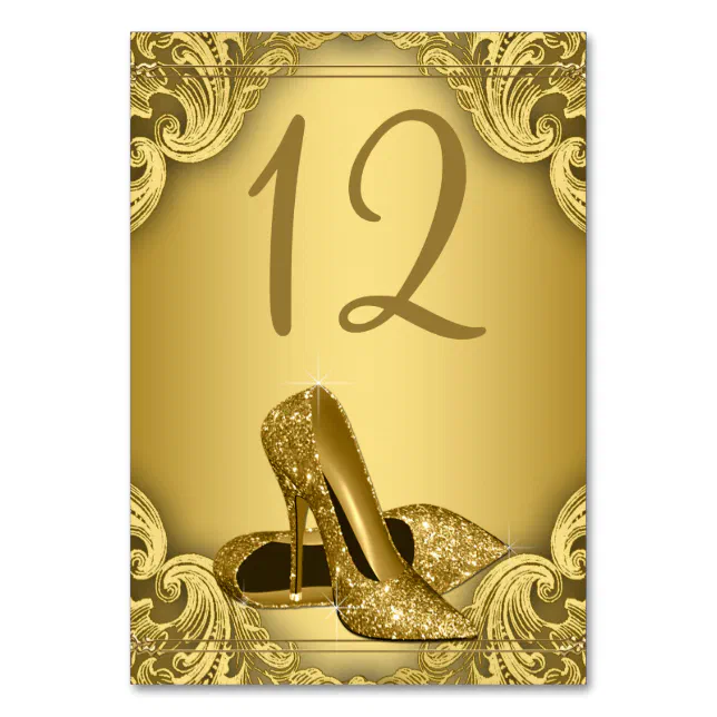 Gold High Heel Shoe Table Number | Zazzle