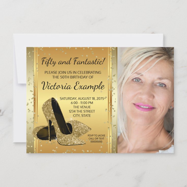 Gold High Heel Shoes Birthday Party Invitation | Zazzle
