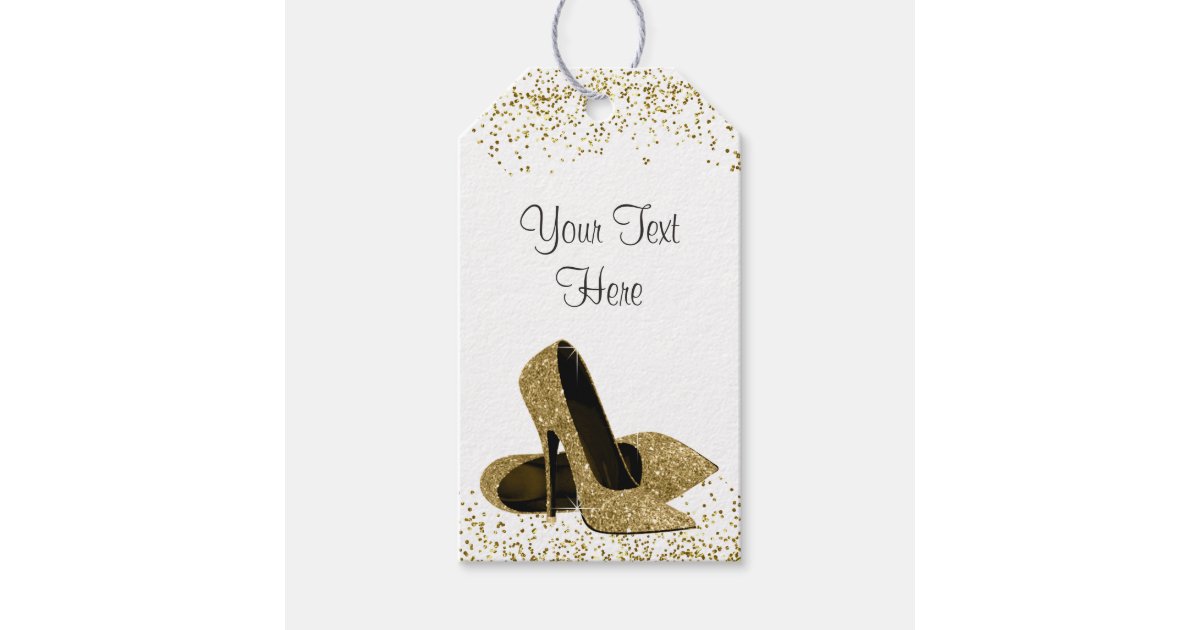 Gold High Heel Shoes Womans Birthday Gift Tags | Zazzle