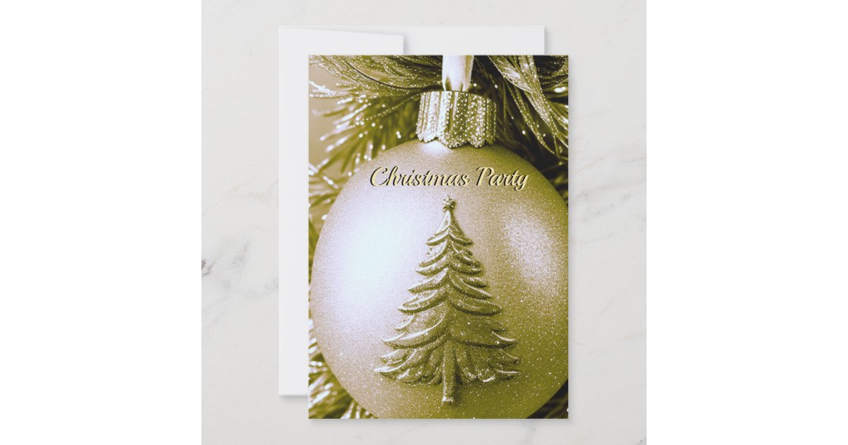 Gold Holiday Christmas Ball Invitation | Zazzle