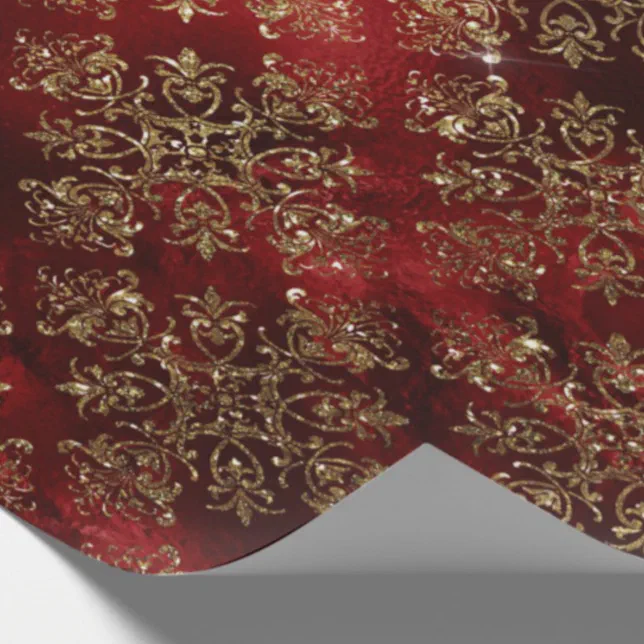 Gold Holiday Christmas Metallic Damask Elegant Wrapping Paper | Zazzle