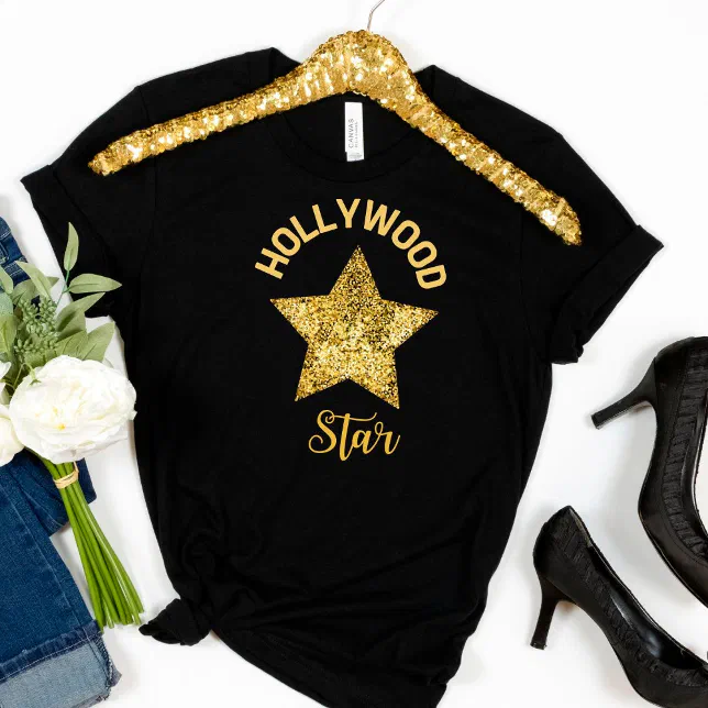 Gold Hollywood Star T Shirt | Zazzle