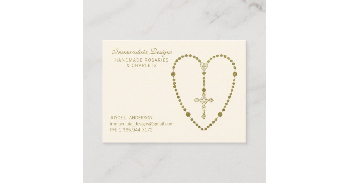 Gold Holy Rosary Crucifix Religious Business Card | Zazzle