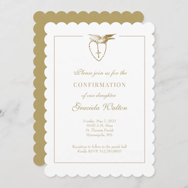 Gold Holy Spirit Sacrament of Confirmation Invitation | Zazzle