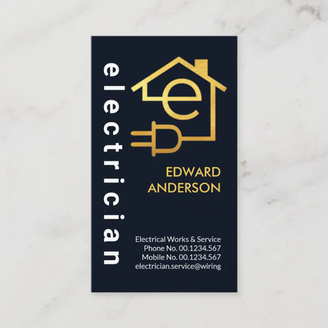 Gold Home Electrical Circuit Electrician Business Card | Zazzle