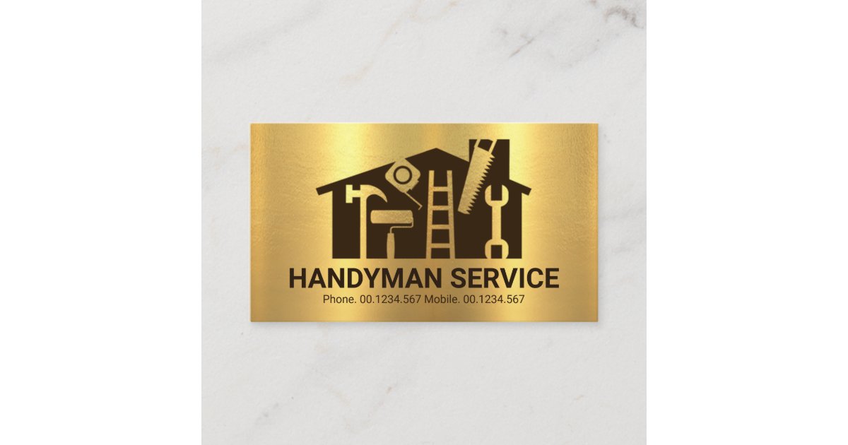 Gold Home Handyman Tools Building Business Card | Zazzle