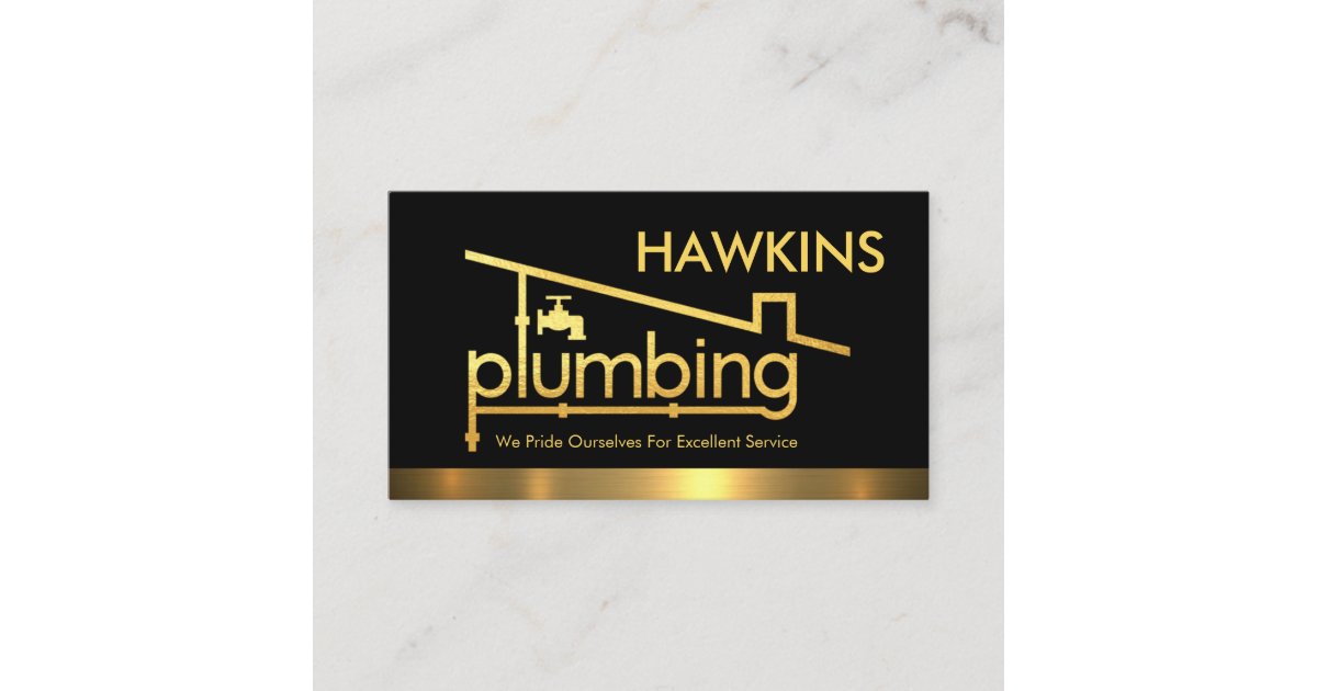 Gold Home Rooftop Plumbing Pipeline Plumber Repair Business Card | Zazzle