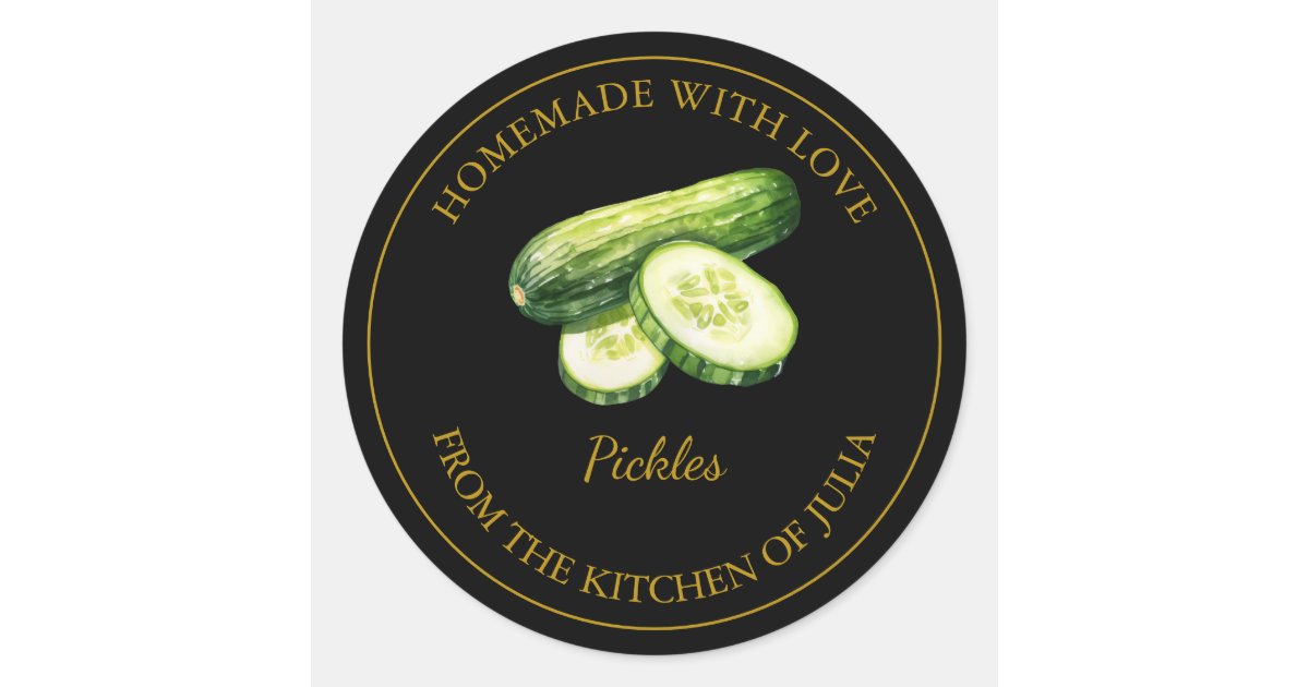 Gold Homemade Pickles Label | Black | Zazzle