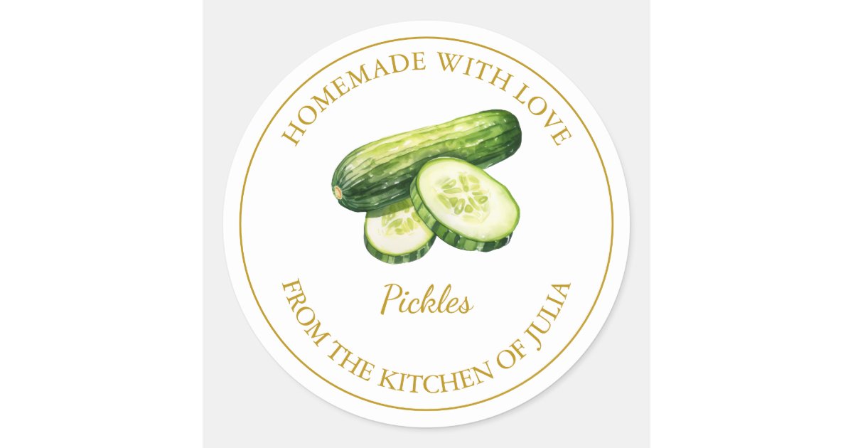 Gold Homemade Pickles Label | White | Zazzle