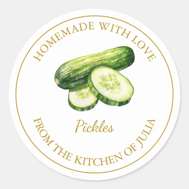 Gold Homemade Pickles Label | White | Zazzle