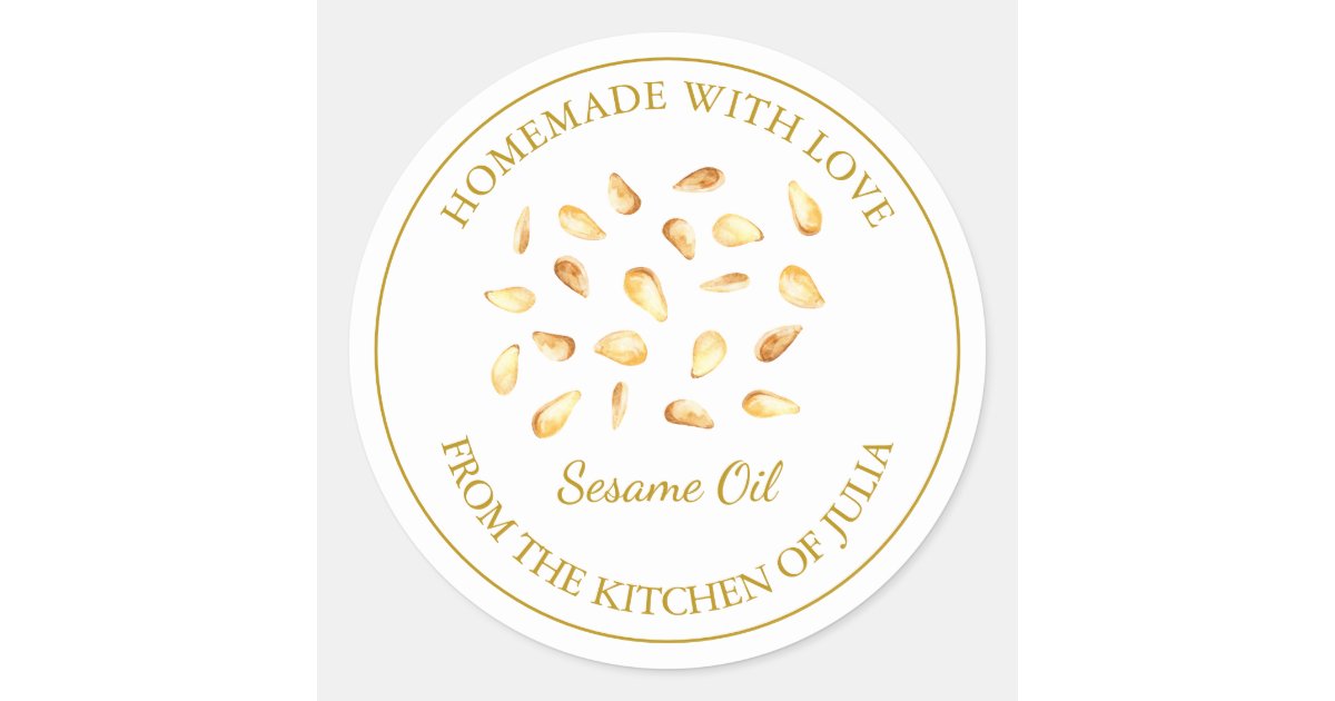 Gold Homemade Sesame Oil Label | White | Zazzle