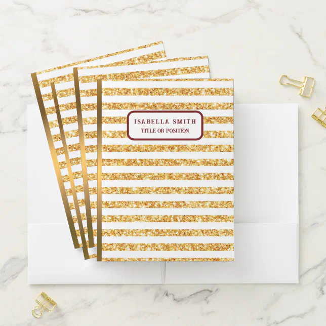 Gold Horizontal Glitter Boho Popular Collection Pocket Folder | Zazzle