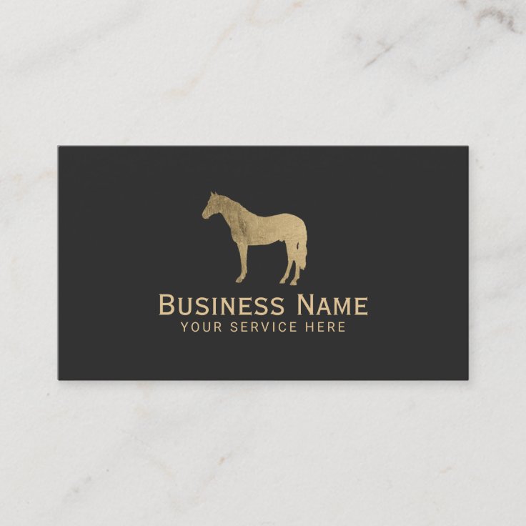 Gold Horse Equestrian Horseback Riding Equine Business Card | Zazzle