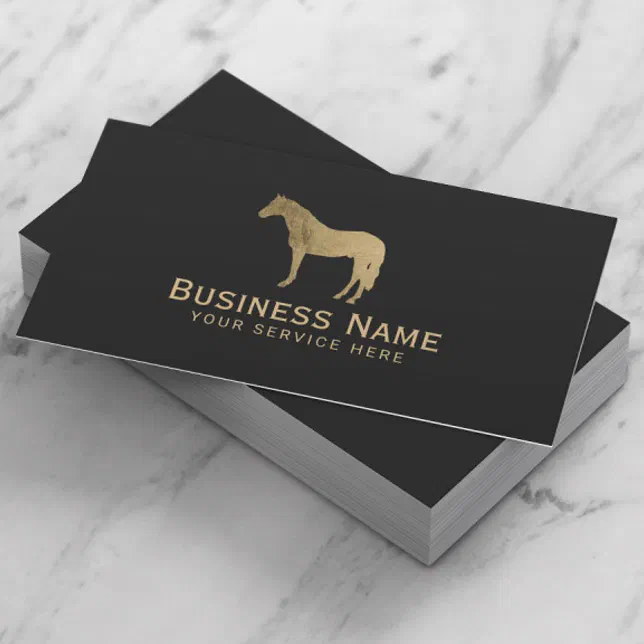 Gold Horse Equestrian Horseback Riding Equine Business Card | Zazzle