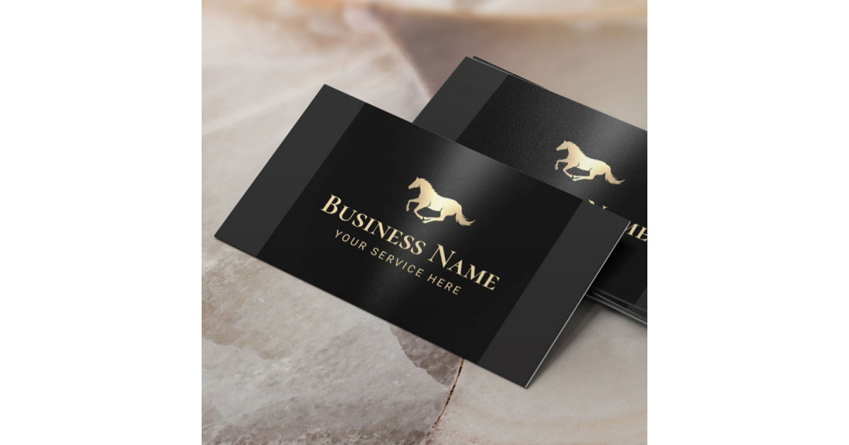 Gold Horse Horseback Riding Instructor Equine Business Card | Zazzle
