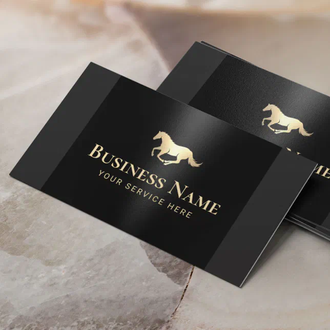 Gold Horse Horseback Riding Instructor Equine Business Card | Zazzle
