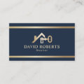 Gold House & Key Logo Real Estate Realtor Navy Business Card | Zazzle