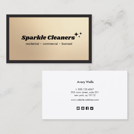 Gold Housekeeping Service Stars Business Card | Zazzle
