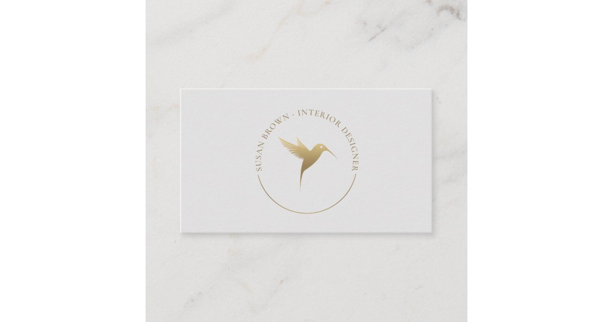 Gold Humming Bird Logo Business Card | Zazzle