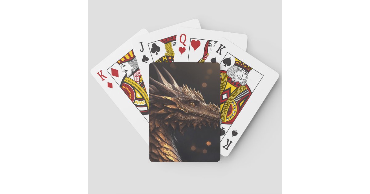 Gold Illuminated Dragon Poker Cards | Zazzle