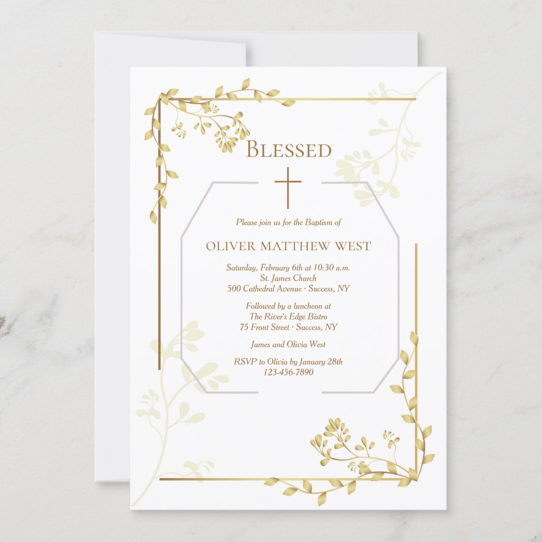 Gold Impression Religious Invitation | Zazzle