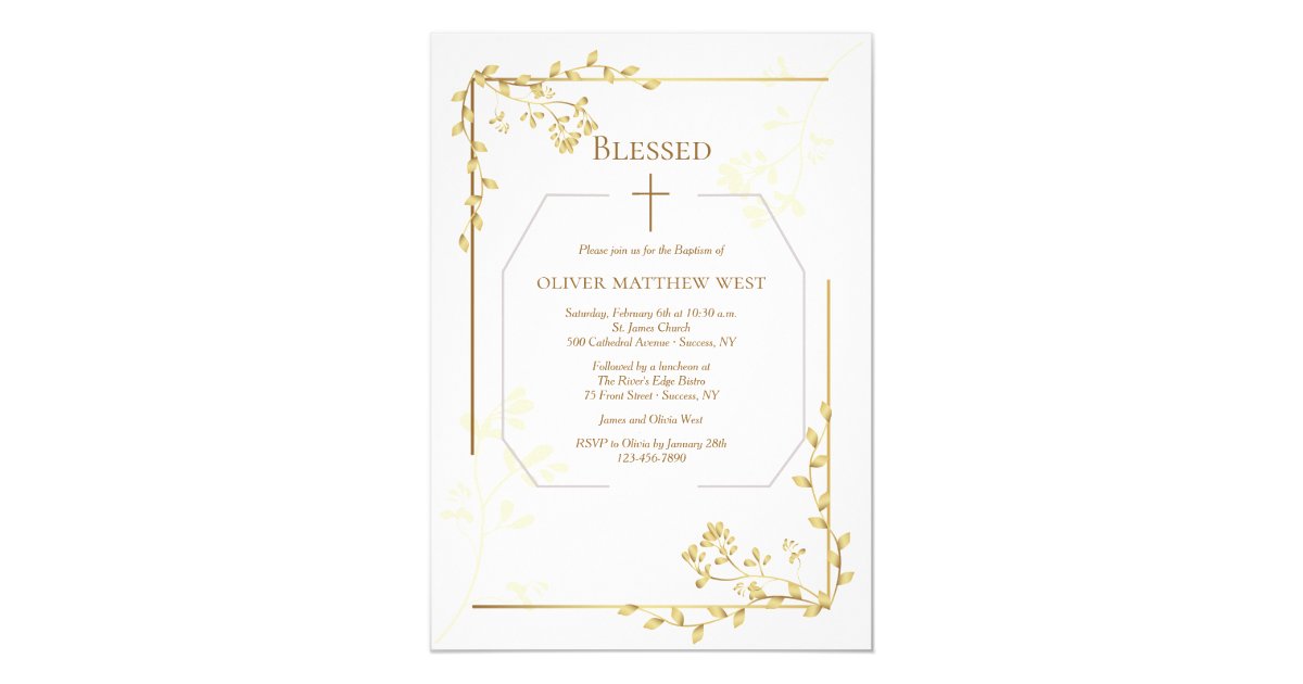 Gold Impression Religious Invitation | Zazzle.com