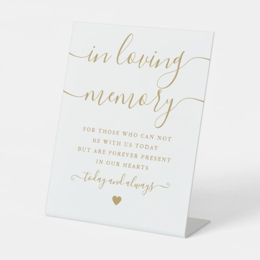 Gold In Loving Memory Memorial Sign Wedding | Zazzle