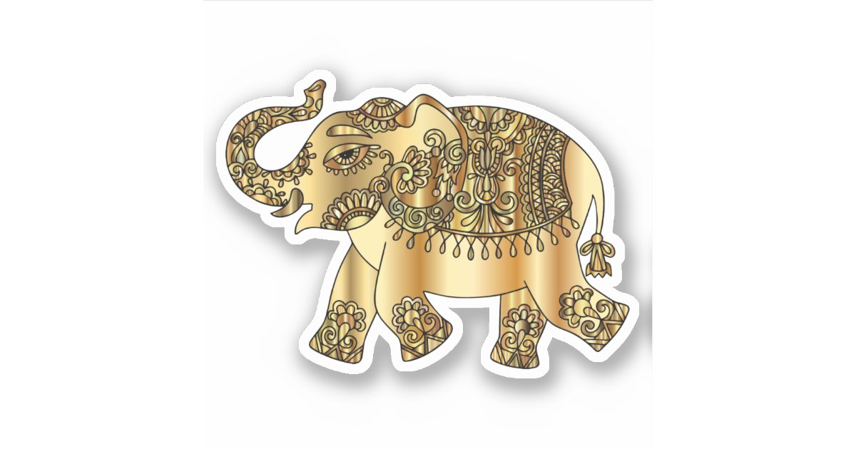 Gold indian elephant sticker | Zazzle
