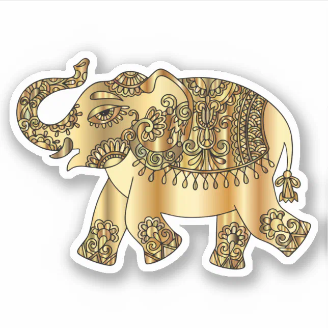 Gold indian elephant sticker | Zazzle