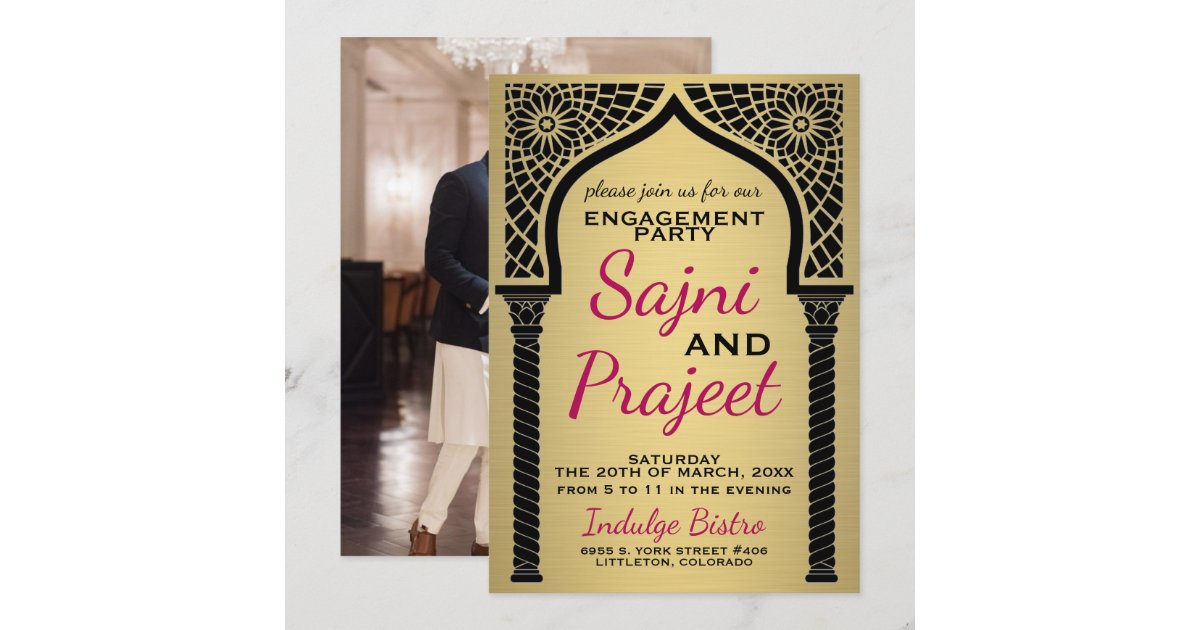 Gold Indian Engagement Party Invitation | Zazzle