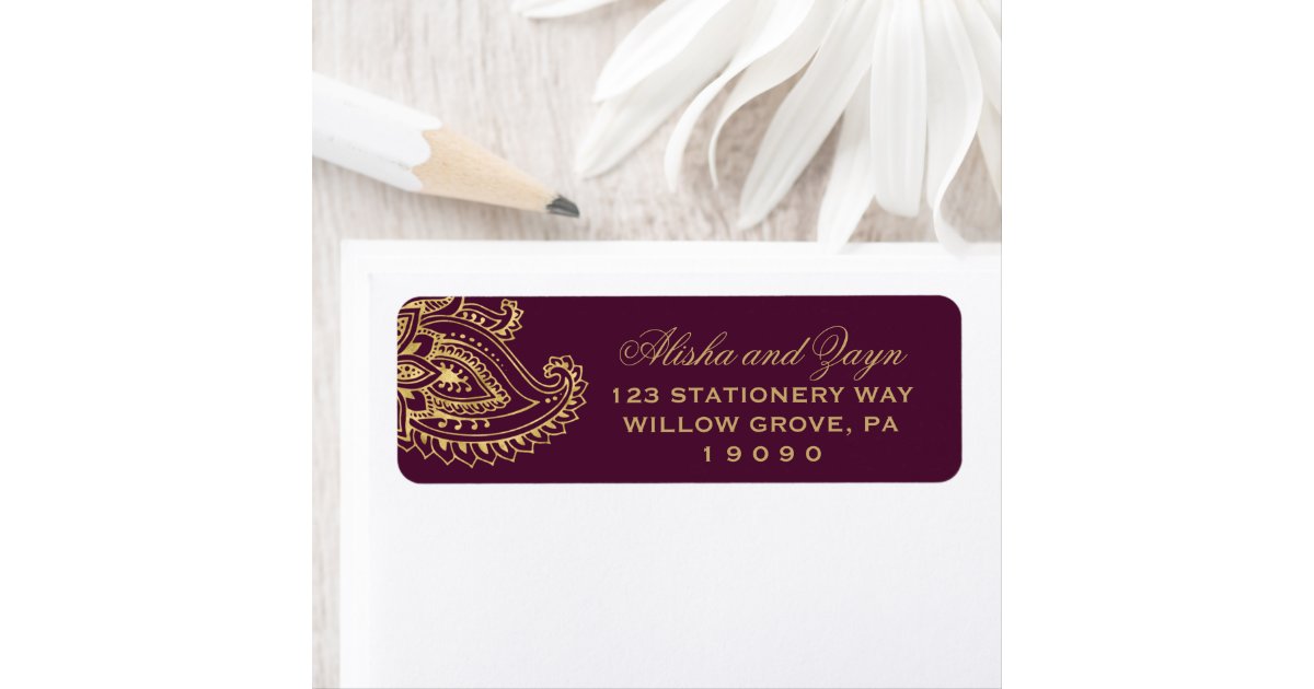 Gold Indian Paisley Wedding Label | Zazzle