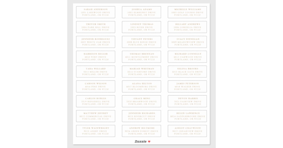 Gold | Individual Guest Address Labels | Zazzle