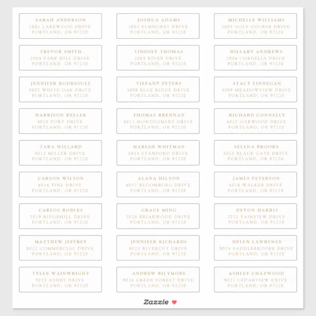 Gold | Individual Guest Address Labels | Zazzle