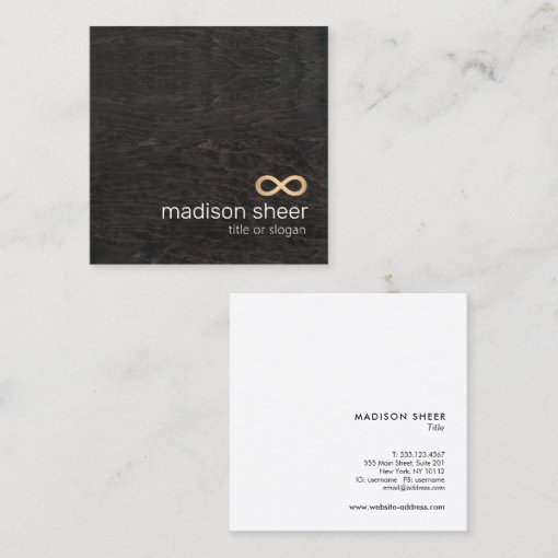 Gold Infinity Symbol Wood Square Business Card | Zazzle