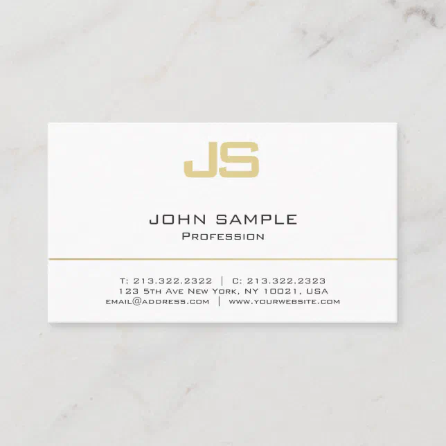 Gold Initial Monogram Modern Minimalist Template Business Card | Zazzle