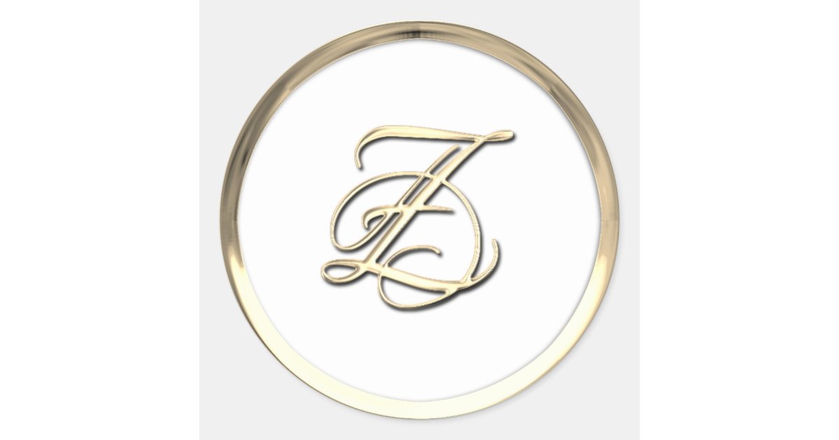 Gold Initial Monogram Z Script Any Color Classic Round Sticker | Zazzle