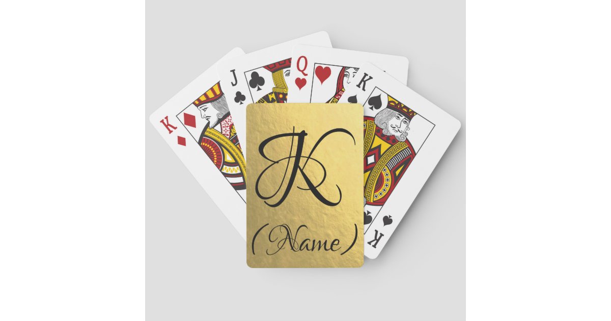 Gold Initial | Playing Cards | Zazzle