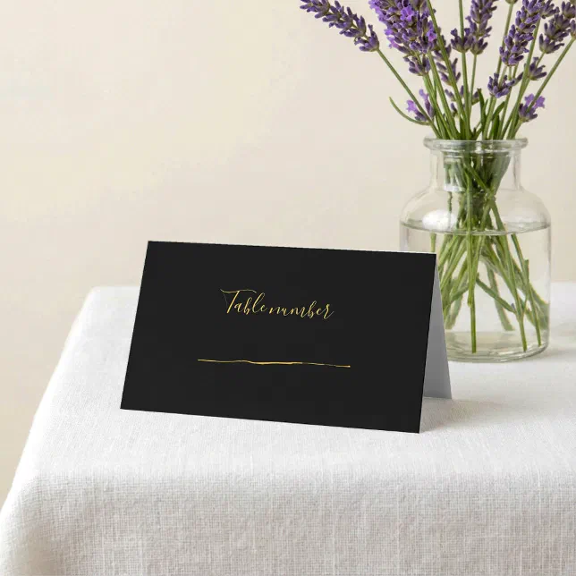 Gold ink style reception table number place card | Zazzle