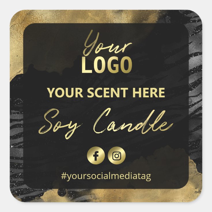 Gold Ink Zebra Print Soy Candle Labels | Zazzle