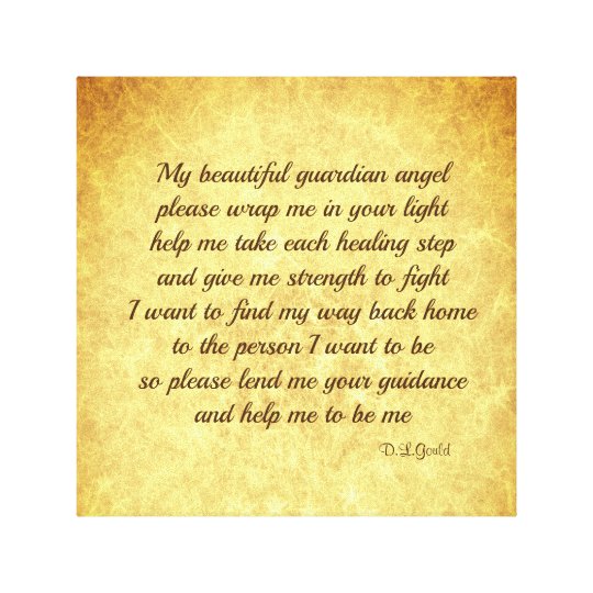 Gold inspirational Angel recovery poem art Canvas Print | Zazzle.com