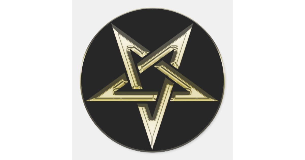 Gold Inverted Pentagram Classic Round Sticker | Zazzle